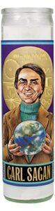 carl sagan secular saint candle - 8.5 inch tall glass prayer votive - made in the usa