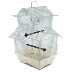 Small White 18-inch Bird CAGE for Small Finch Quaker Parrots Cockatiels Green Cheek Conure Perfect Bird Travel Cage and Hanging Bird House