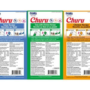 INABA Churu Lickable Creamy Purée Cat Treats 3 Flavor Variety Pack of 12 Tubes