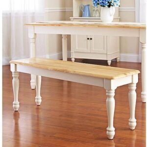 Better Homes and Gardens Autumn Lane Farmhouse Bench, White and Natural