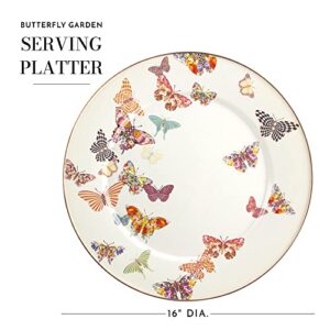 MACKENZIE-CHILDS Butterfly Garden Serving Platter, Large 16-Inch Enamel Serving Dish