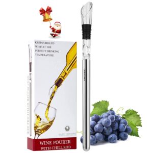 derguam 3-in-1 stainless steel wine chiller with wine aerator and wine pourer, wine chiller stick wine chiller rod fits in all standard-sized bottles, for wine accessories wine lover christmas gifts