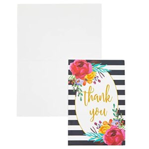 Juvale Assorted Floral Thank You Blank Cards with Envelopes (4x6 In, 48 Pack)