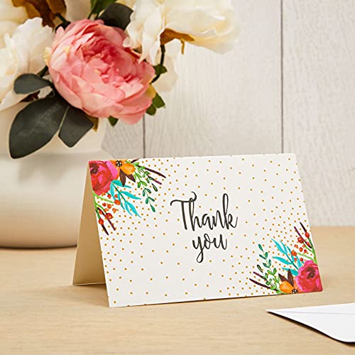 Juvale Assorted Floral Thank You Blank Cards with Envelopes (4x6 In, 48 Pack)