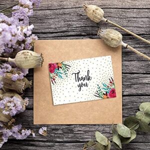 Juvale Assorted Floral Thank You Blank Cards with Envelopes (4x6 In, 48 Pack)