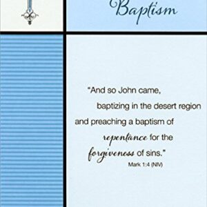 Designer Greetings Blue Stripes and Silver Foil Cross: Special Boy Baptism Card