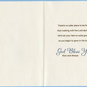 Designer Greetings Blue Stripes and Silver Foil Cross: Special Boy Baptism Card