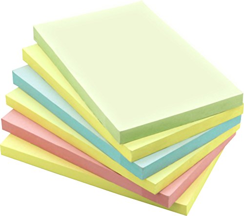 4A Sticky Notes,4 x 6 Inches,Large Size,Pastel Assorted,Self-Stick Notes,100 Sheets/Pad,6 Pads/Pack,4A 406x6