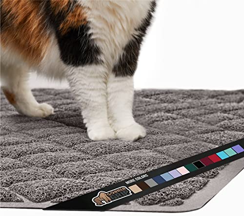 The Original Gorilla Grip 100% Waterproof Cat Litter Box Trapping Mat, Easy Clean, Textured Backing, Traps Mess for Cleaner Floors, Less Waste, Stays in Place for Cats, Soft on Paws, 35x23 Gray