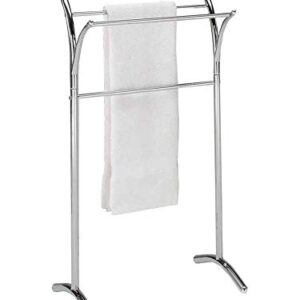 Pilaster Designs Plymouth Transitional Metal 3 Tier Freestanding Bathroom Towel Rack Organizer in Chrome Finish