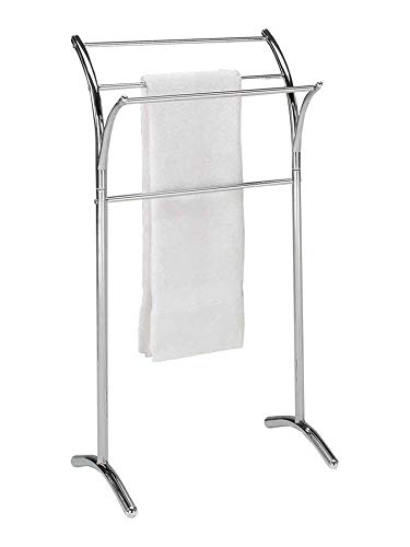 Pilaster Designs Plymouth Transitional Metal 3 Tier Freestanding Bathroom Towel Rack Organizer in Chrome Finish