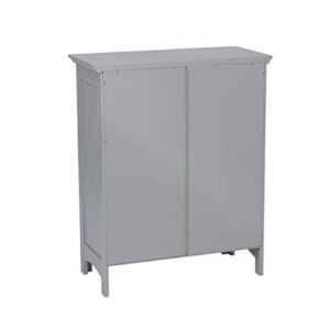 glitzhome 32.5 Inch Free Standing Storage Cabinet Wooden Floor Cabinet Accent Display with Double Doors and Drawer Bathroom Furniture Grey