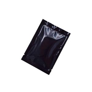 QQ Studio Pack of 100 Heat Sealable Glossy Mirror Black SlickSeal™ Flat Bag with Tear Notch 6x9cm (2.3x3.5")