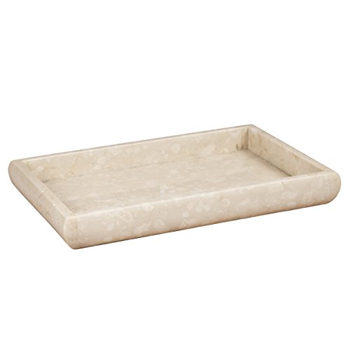 Creative Home Deluxe Genuine Marble Stone 12" L x 8" W Vanity Tray, Guest Towel Tray