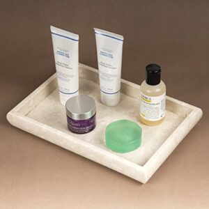 Creative Home Deluxe Genuine Marble Stone 12" L x 8" W Vanity Tray, Guest Towel Tray