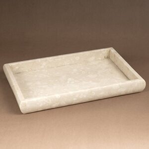 Creative Home Deluxe Genuine Marble Stone 12" L x 8" W Vanity Tray, Guest Towel Tray