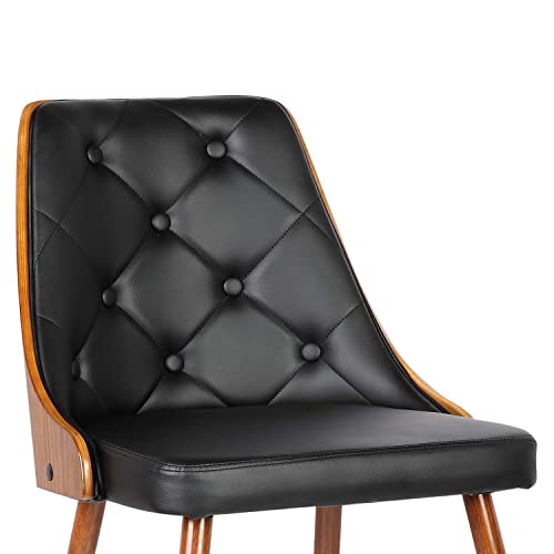 Armen Living Lily Dining Chair in Black Faux Leather and Walnut Wood Finish 20 x 31 x 23