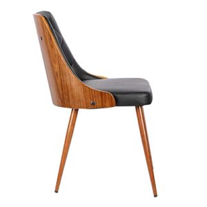 Armen Living Lily Dining Chair in Black Faux Leather and Walnut Wood Finish 20 x 31 x 23