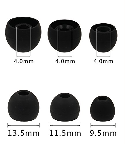 ALXCD Eartips for CX200 CX 300 Earbud, SML 3 Sizes 6 Pairs Silicone Replacement Ear Tips Ear Adapter Set, Fit for Earphone CX200 CX 3.00 CX 300 II [Black](6 Pair)