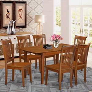 East West Furniture PSPO7-SBR-W Dining Set, 7-Pieces