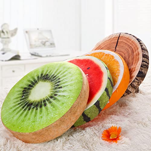 HYSEAS Round Throw Pillows 14 Inch Watermelon, 3D Print Decorative Plush Funny Fruit Stuffed Cushions Toy Seat Pad for Couch, Chair, Floor, Sofa