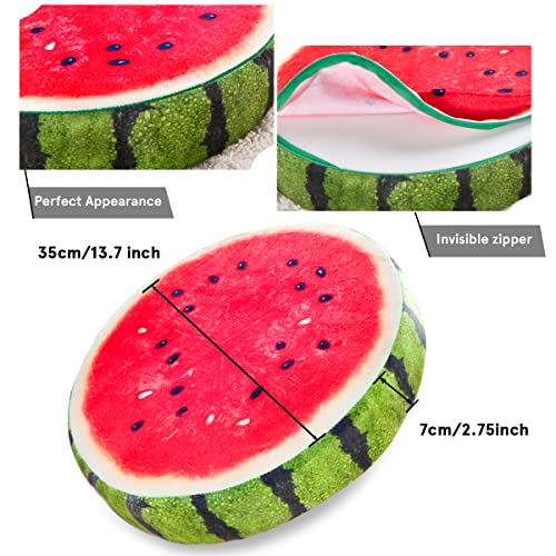 HYSEAS Round Throw Pillows 14 Inch Watermelon, 3D Print Decorative Plush Funny Fruit Stuffed Cushions Toy Seat Pad for Couch, Chair, Floor, Sofa