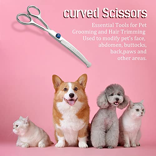 LILYS PET 6.5" Right-handed Pet Round-Tip Grooming Stainless steel Safety Grooming for Dogs and Cats (Curved Scissor)