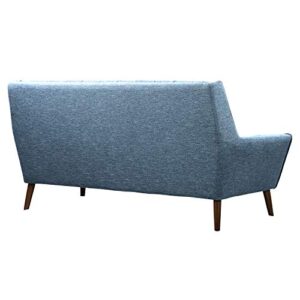 Armen Living Cobra Sofa in Blue Linen and Walnut Wood Finish, 82 x 37 x 34