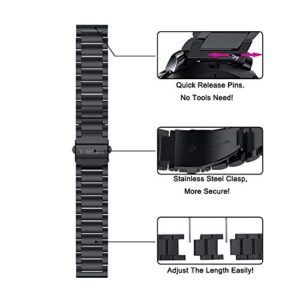 Gear S3 Frontier /Galaxy 46mm /Galaxy Watch 3 Band 45mm,V-MORO 22mm Solid Stainless Steel Metal Business Bracelet Strap for Samsung Gear S3/Galaxy 46mm/Galaxy Watch 3 45mm Black