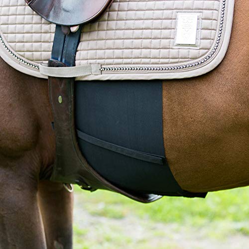 HORZE Elastic Protective Belly Band Easy-On Hook and Loop Fasteners Anti-Rub and Anti-Chafe Belly Guard for Horses Includes Saddle Snap Attachments - Pony