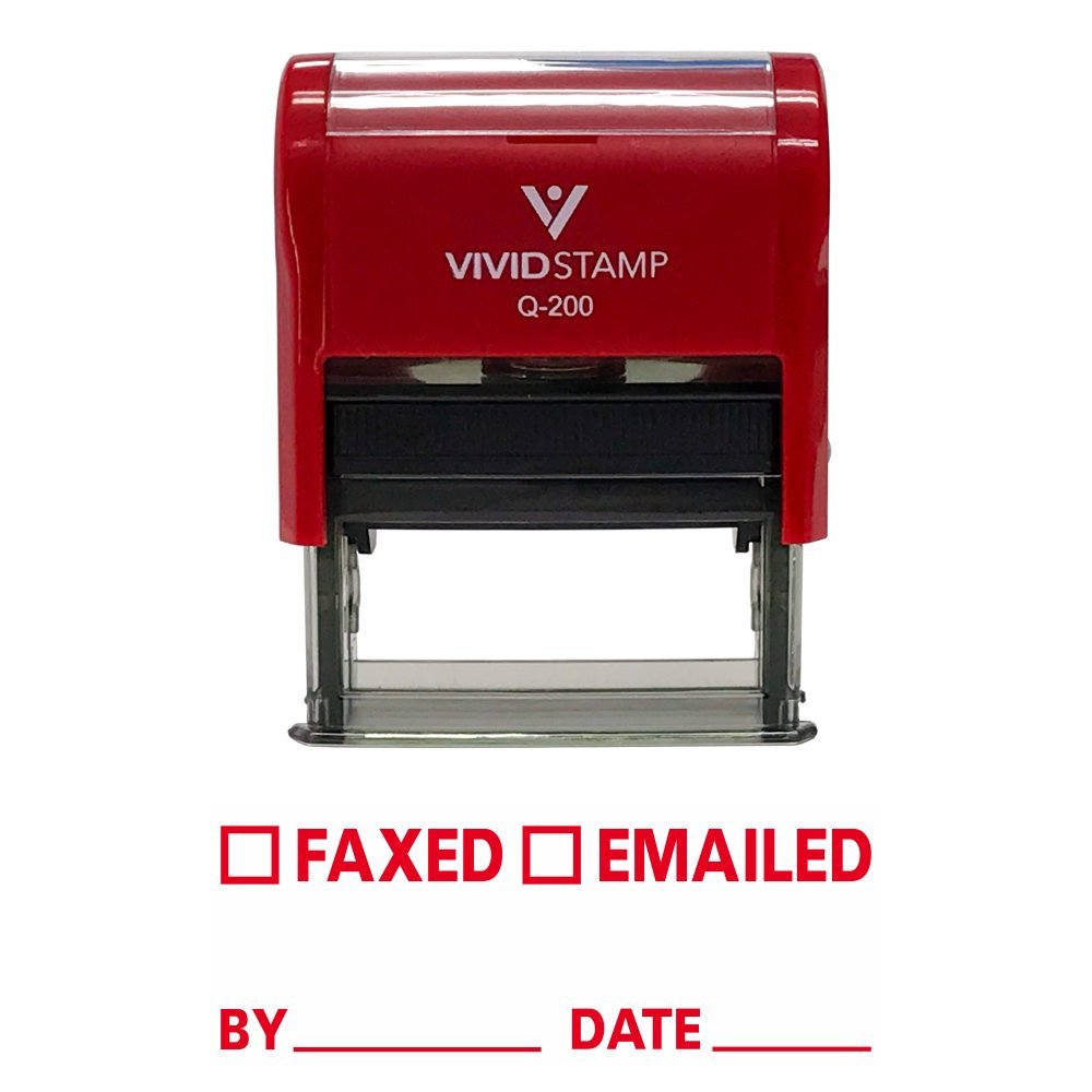 FAXED EMAILED by Date Self Inking Rubber Stamp (Red Ink) - Medium