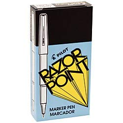 pilot 11001 razor point marker, 3mm, extra fine, black ink