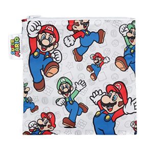 bumkins sandwich bag / snack bag, reusable fabric, washable, food safe, bpa free, 7x7 â€“ nintendo mario/luigi, pack of 1