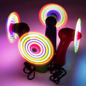 flashing panda led mini light-up handheld personal fan w/changing patterns, assorted colors