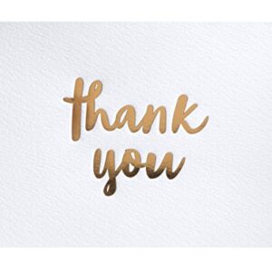 Luxury Gold Foil Letterpress Thank You Cards and Gray Envelopes 20 Pack - Opie's Paper Company (Gold)