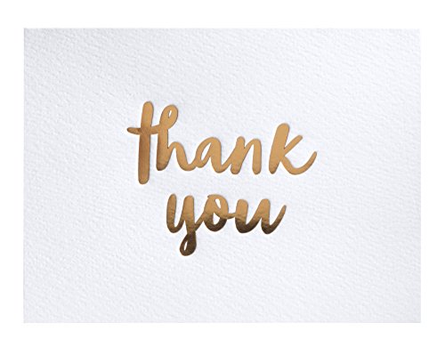 Luxury Gold Foil Letterpress Thank You Cards and Gray Envelopes 20 Pack - Opie's Paper Company (Gold)