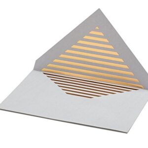 Luxury Gold Foil Letterpress Thank You Cards and Gray Envelopes 20 Pack - Opie's Paper Company (Gold)