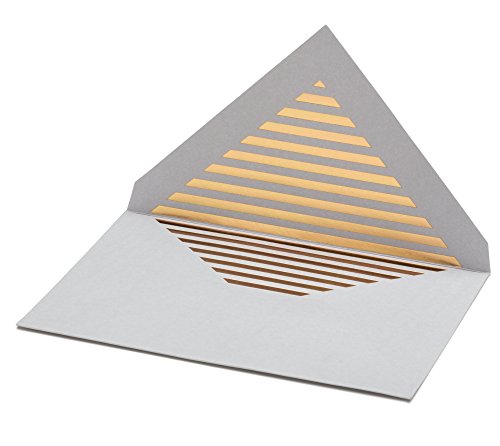 Luxury Gold Foil Letterpress Thank You Cards and Gray Envelopes 20 Pack - Opie's Paper Company (Gold)