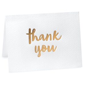 Luxury Gold Foil Letterpress Thank You Cards and Gray Envelopes 20 Pack - Opie's Paper Company (Gold)