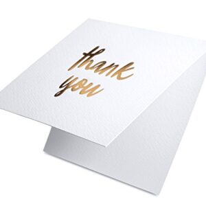 Luxury Gold Foil Letterpress Thank You Cards and Gray Envelopes 20 Pack - Opie's Paper Company (Gold)