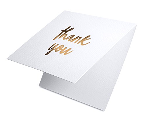 Luxury Gold Foil Letterpress Thank You Cards and Gray Envelopes 20 Pack - Opie's Paper Company (Gold)