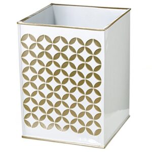 creative scents white bathroom trash can - decorative waste basket for bathroom - durable waste paper basket - space friendly bath dustbin - for elegant bathroom décor (diamond lattice style)