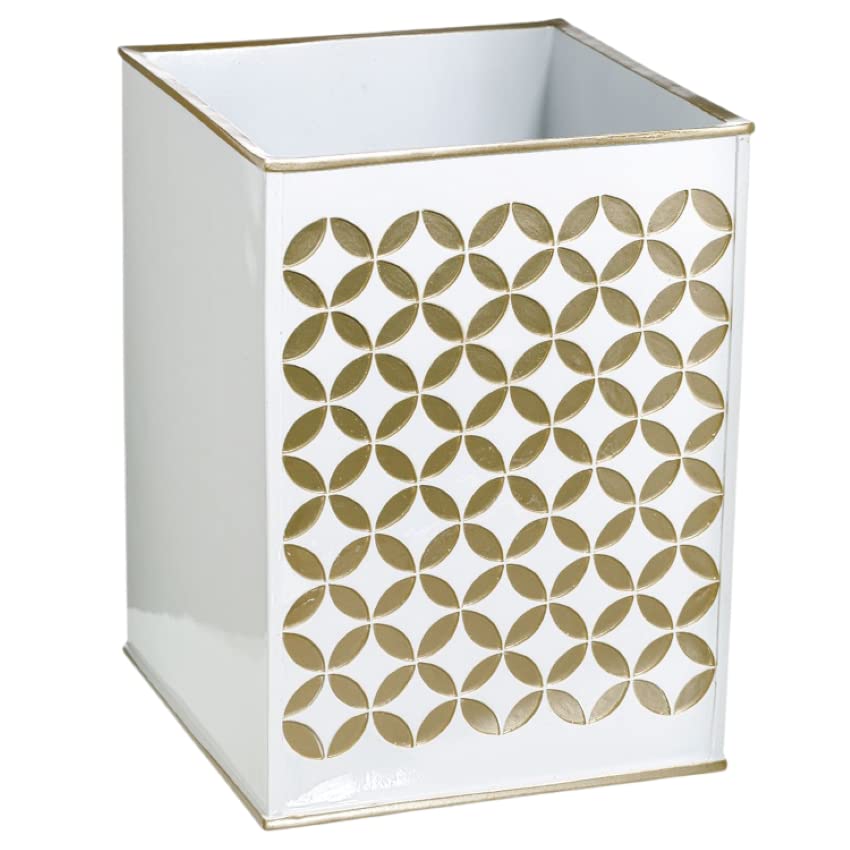 Creative Scents White Bathroom Trash Can - Decorative Waste Basket for Bathroom - Durable Waste Paper Basket - Space Friendly Bath DustBin - for Elegant Bathroom Décor (Diamond Lattice Style)