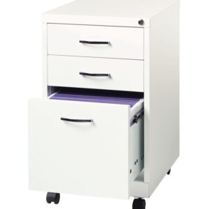 Space Solutions 3 Drawer Mobile Filing Cabinet in White