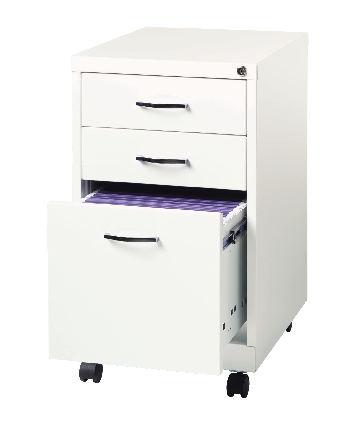 Space Solutions 3 Drawer Mobile Filing Cabinet in White