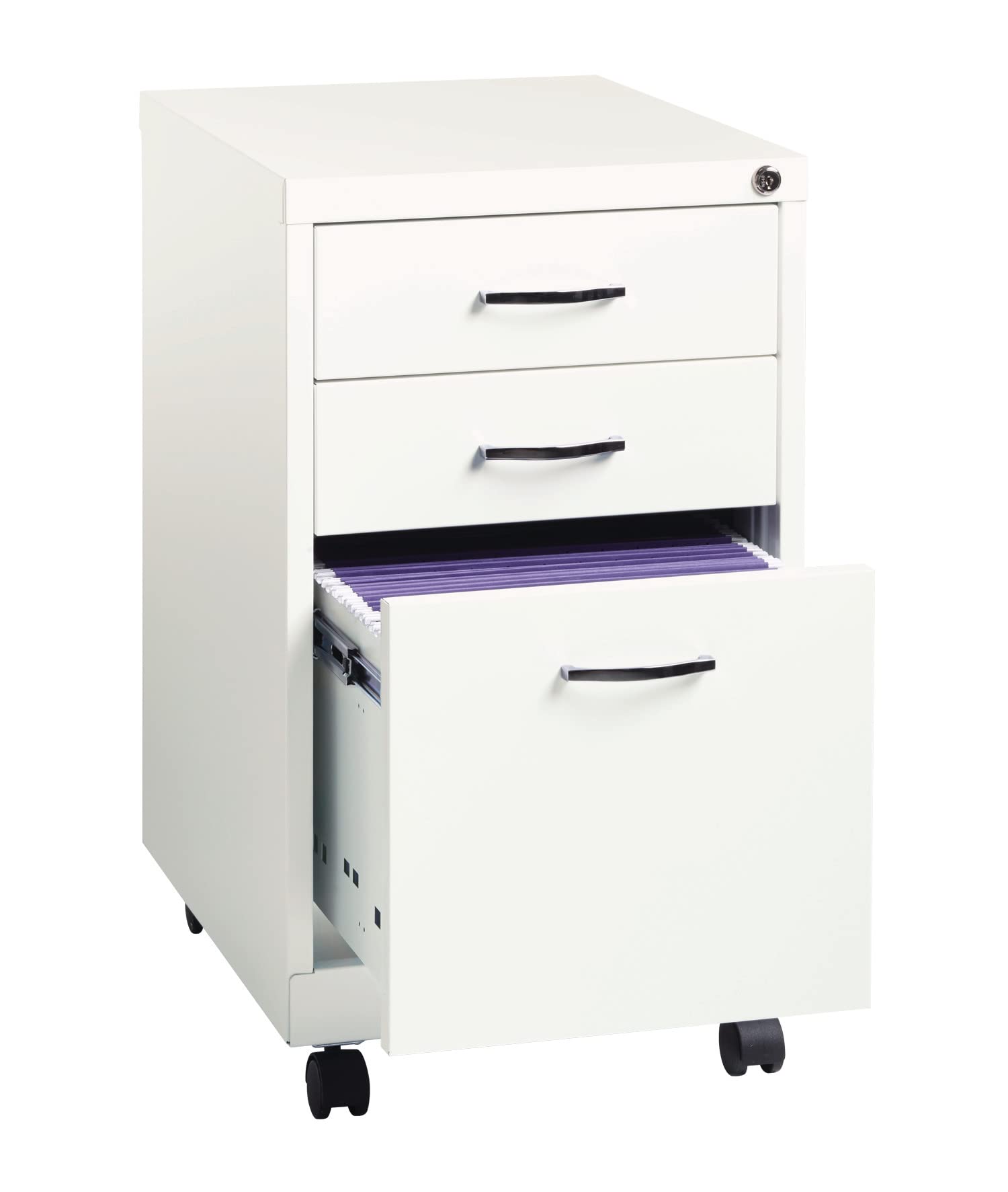 Space Solutions 3 Drawer Mobile Filing Cabinet in White