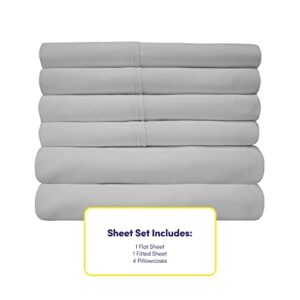 Queen Sheets Silver - 6 Piece 1500 Supreme Collection Fine Brushed Microfiber Deep Pocket Queen Sheet Set Bedding - 2 Extra Pillow Cases, Great Value, Queen, Silver