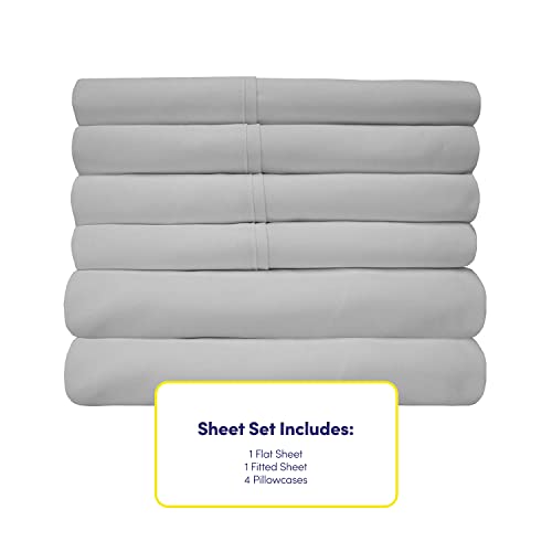 Queen Sheets Silver - 6 Piece 1500 Supreme Collection Fine Brushed Microfiber Deep Pocket Queen Sheet Set Bedding - 2 Extra Pillow Cases, Great Value, Queen, Silver