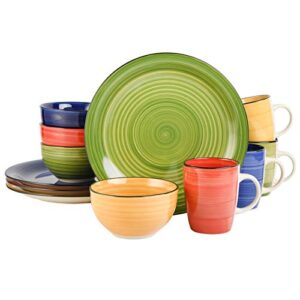 gibson home vibes dinnerware set, service for 4 (12pcs), assorted colors