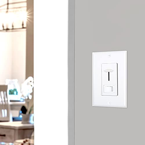 Maxxima LED Dimmer 3-Way/Single Pole Electrical Light Switch, 600 Watt max, LED Compatible, Wall Plate Included